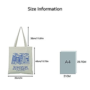 ORMG Canvas Shoulder Hand Bag Tote Bag Paris Bookstore Tote Shoulder Bag Casual Bag Soft Foldaway Travel Bag for Women Girl Student (One Size, Shakespeare)