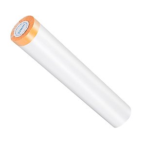Muf 9 x 65 Feet Plastic Drop Cloth Plastic Sheeting with Masking Tape,Waterproof Protective Masking Film,Prevent Dust Paint for Car,Furniture,Carpet,Floor,1 Pack