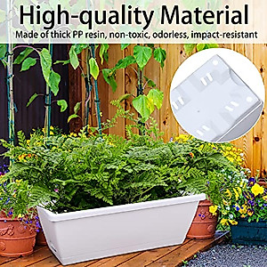 CHUKEMAOYI Window Box Planter, 7 Pack Plastic Vegetable Flower Planters Boxes 17 Inches Rectangular Flower Pots with Saucers for Indoor Outdoor Garden, Patio, Home Decor