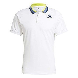 adidas,Mens,Freelift Heather PB Polo,White/Crew Navy,XX-Large