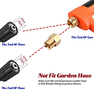 Sooprinse High Pressure Washer Gun, Power Washer Gun with Replacement Extension Wand, 5 Nozzles Tips, M22 Fitting, 37 Inch, 3000 PSI, Orange