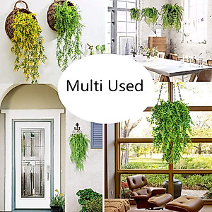 GBESTWOOW Fake Fern Artificial Hanging Ferns Outdoor Faux Hanging Greenery Plant Indoor UV Resistant Plastic Plants for Wall, Wedding Party, Holiday Decor-2Pcs