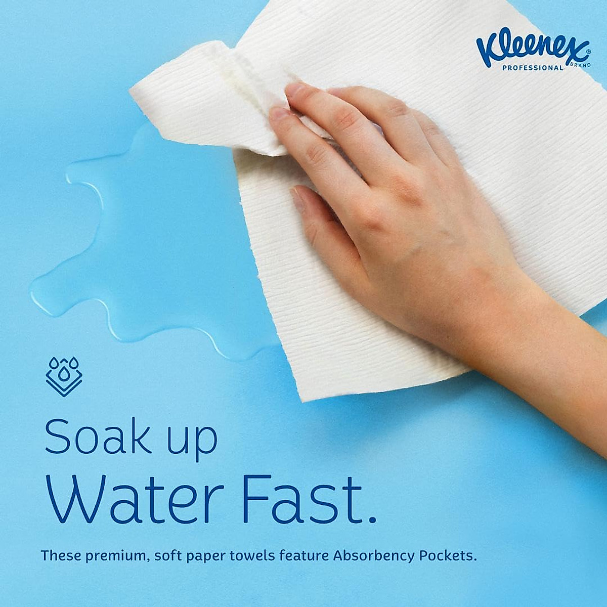 Kleenex Hard Roll Paper Towels (50606) with Premium Absorbency Pockets, 1.75" Core, White, 600'/Roll, 6 Rolls/Case, 3,600'/Case