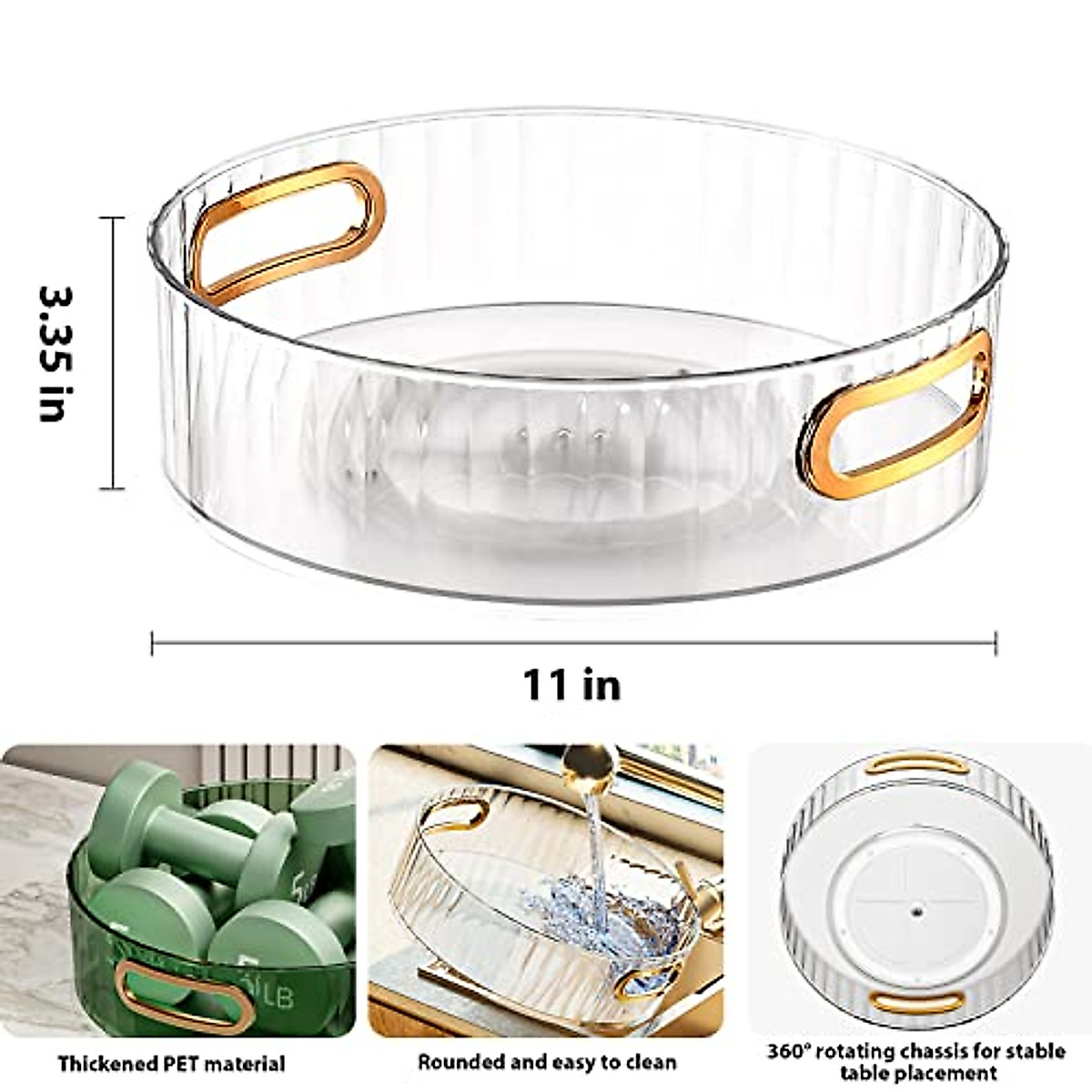 AOEUUTGG Large Capacity Makeup Brush Holder Turntable Organizer for Cabinet 360° Rotating Makeup Organizer, Multi-Purpose Desktop Stationary Organizer, Home Office Art Supply Storage Box（White）