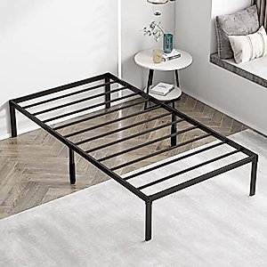 Lamhorm Heavy Duty Twin Size Bed Frame, 14" High Metal Platform Single Bed Frames for Kids, Easy Assembly, Sturdy, Non-Slip, No Box Spring Needed(Twin)