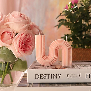 Decorative Candles Aesthetic Cool S Shaped Scented Twisted Candles White Pink Soy Wax Candles for Home Office Trendy Room Bookshelf Wall Shelves Minimalist Decor Candles (2 Pack)
