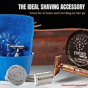 TIMELESS RAZOR Blue Shaving Bowl w/Ridges - Mixes Mens Shaving Cream & Shaving Soap - Durable & Holds Heat Longer - Whip a Quick, Rich & Thick Lather - USA Made