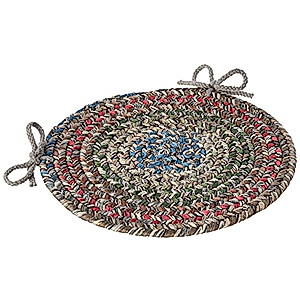 Sonya Reversible Braided Chair Pads, 15-Inch, Graphite Multicolor, Set of 4