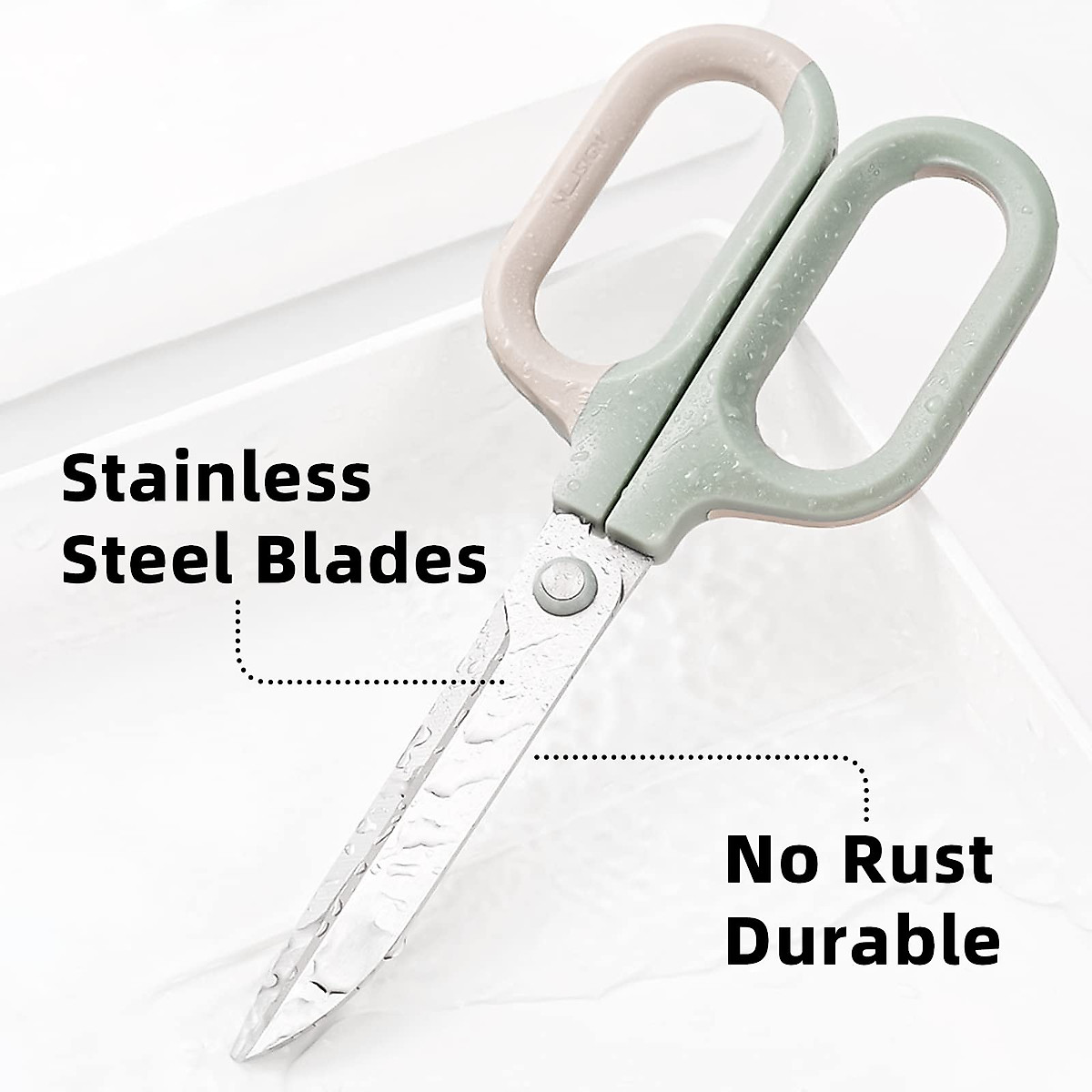 EZWORK Multipurpose Scissors, Comfort-Grip Handles Sharp Scissors for Office Home School Craft Sewing Fabric Supplies (7", Green-1)