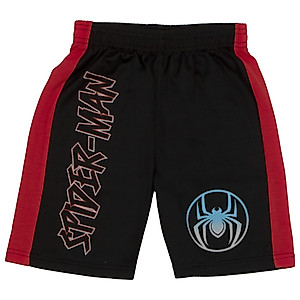 Marvel Avengers Boys Superhero Short Sleeve T-Shirt, Tank Top and Mesh Shorts Set (Miles Morales, 4)