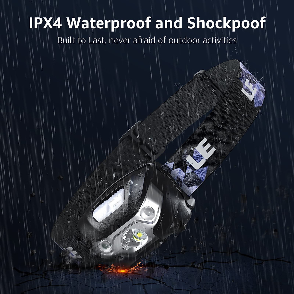 Lighting EVER LED Rechargeable Headlamp, Super Bright High Lumen Head Lamp with 5 Modes and White Red Light, Waterproof Forehead Flashlight for Outdoor Camping, Hiking, Hunting, Running, Survival