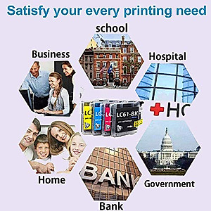 Wolfgray 12PK LC61 Compatible LC61BK LC61C LC61M LC61Y Ink Cartridge for Brother MFC-490CW MFC-495CW MFC-J615W MFC-J630W MFC-790CW MFC-290C DCP-165C DCP-385C DCP-585CW MFC-5490CN MFC-5890CN MFC-6490CW