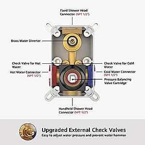 KOJOX 12 Inch Matte Black Shower System with High Pressure Rain Shower Head, Handheld Shower head, Bathroom Luxury Mixer Shower Combo Set Wall Mounted Shower Faucet Rough-in Valve and Trim Kit