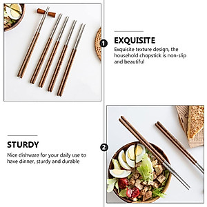 Reusable Metal Stainless Steel Chopsticks: 2 Pairs Long Cooking Chopsticks with Wooden Handle Japanese Type Sashimi Chopsticks for Home Restaurant