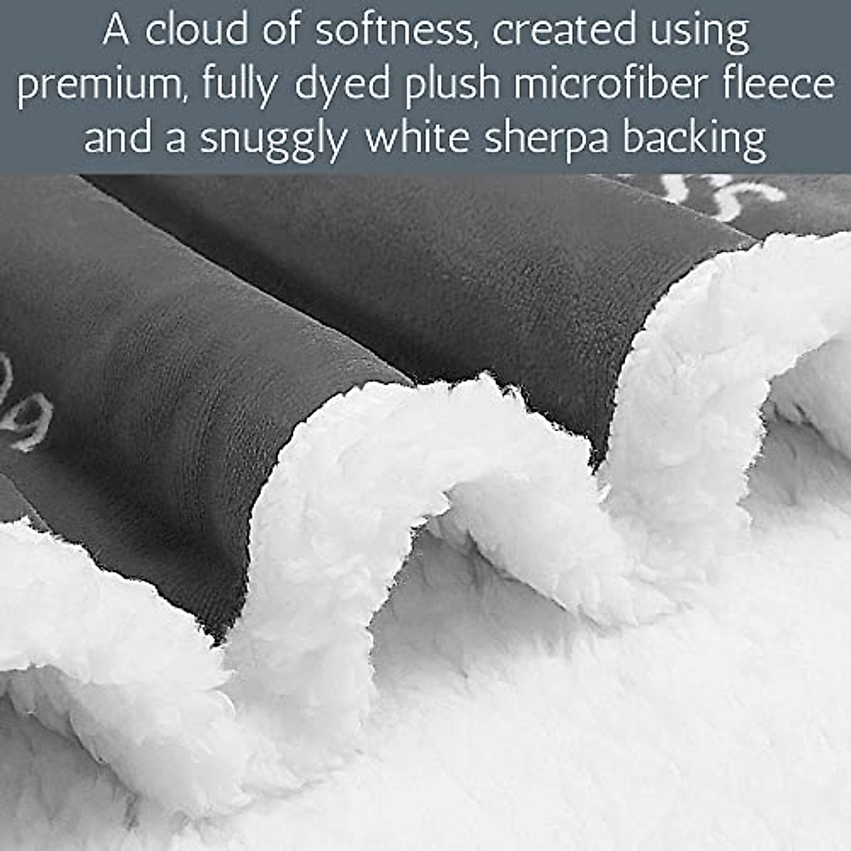 FILO ESTILO Grandma Blanket, Grandma Gifts from Granddaughter, Grandchildren, Unique Grandmother Birthday Gifts, Throw Filled with Words of Love & Appreciation 60x50 Inches (Grey, Sherpa)