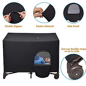 LYFFXYH Crib Tent Cover Pack and Play Blackout Cover Slumberpod for Pack n Play Blackout Crib Cover for Indoor Outdoor Napping Playing Sleeping Block Out 85% Light