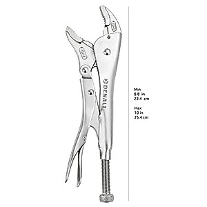 Amazon Brand - Denali 10-Inch, Locking Pliers with Wire Cutter and Curved Jaw, Silver
