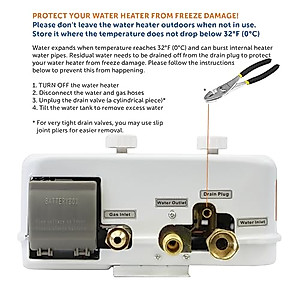 Flame King YSNAZ132 Portable Tankless Water Heater Propane Gas 5L 1.32GPM at 34,000 BTU, Outdoor Instant Hot Water Shower for RV, Camping, Farm, Cabins