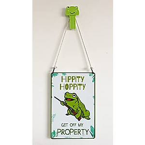 Bestylez Funny Metal Sign Door Sign Frog Decor For Bedroom, Bar, Garage, Yard - Hippity Hoppity Get Off My Property Frog Gift 12 x 8 Inch (005)