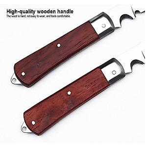 Edward Tools Electrician Straight Blade Knife with Wood Handle - Lockback Folding Pocket Knife - Stainless Steel - Cable Stripping, Cutting Insulation, Ties, Tape, Pulls Cuts, Splicing - Ergo Handle