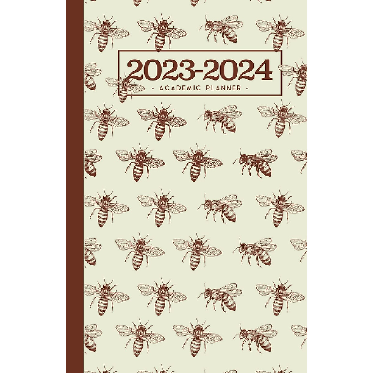 Academic Planner 2023-2024 Small | Classic Bumble Bees On Cream: July - June | Weekly & Monthly | US Federal Holidays and Moon Phases