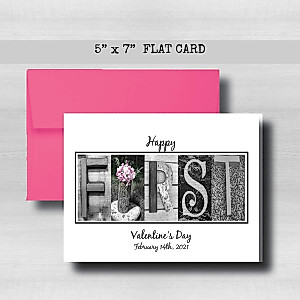 First Valentines Day Card, FLAT CARD, Personalized, Couples Gift, Husband Wife Girlfriend Boyfrind