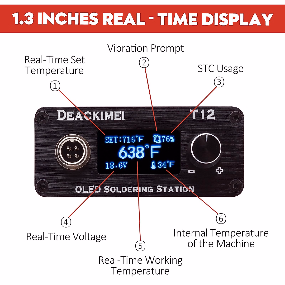 Deackimei Cordless Soldering Iron Station for Craftsman V20 Battery with Digital Display, Adjustable Temperature Knob, Lead-Free Solder, °C/ºF Conversion, Auto Sleep & Calibration Support (Tool Only)