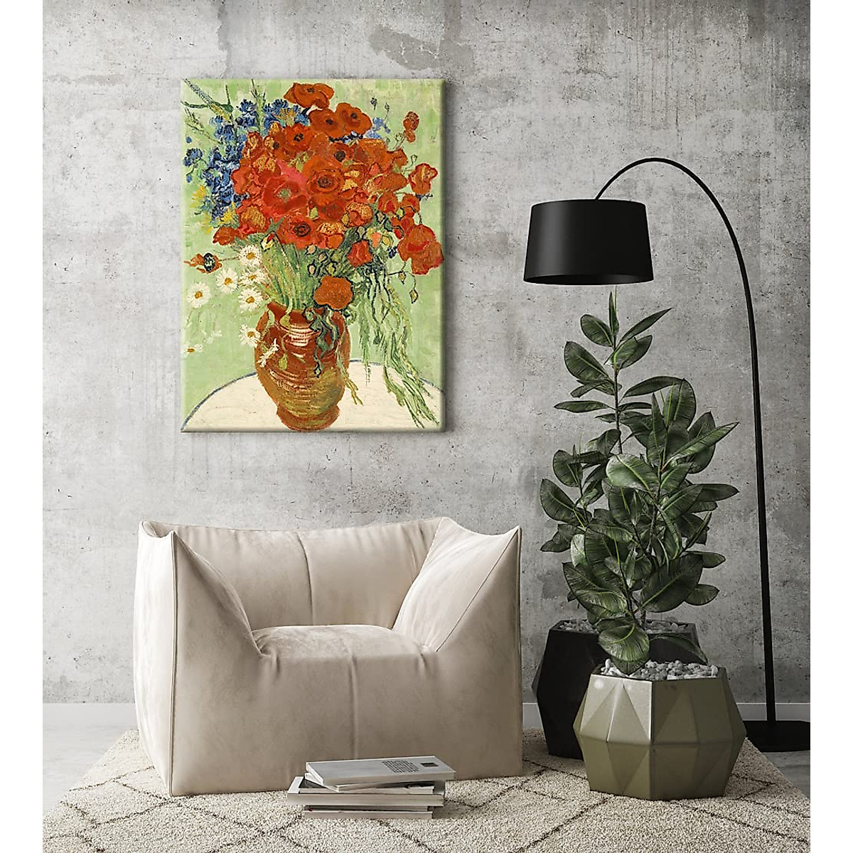 Wieco Art Red Poppies and Daisies Large Canvas Prints Wall Art of Van Gogh Famous Artwork Floral Oil Paintings Reproduction Abstract HD Classical Flowers Pictures for Living Room Home Decor