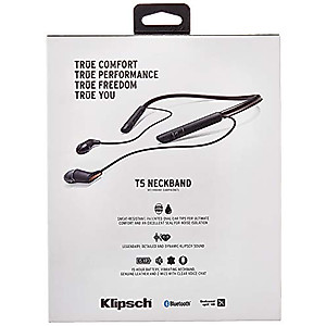 Klipsch T5 Neckband Headphones (Black), 5.9 x 5.9 x 0.4 Inches