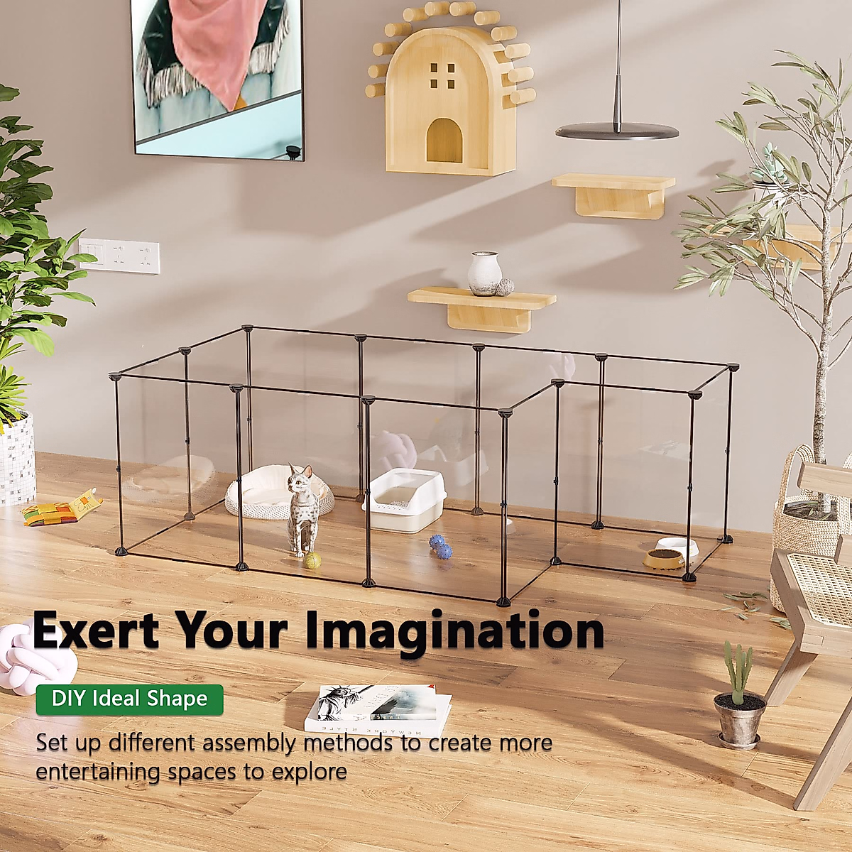 C&AHOME Pet Playpens, 12 Panels 28 X 20 Inch Portable Large Plastic Yard Fence Small Animals, Puppy Kennel Crate Fence Tent, White, UPP5070W