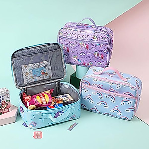 Uamdrup Kids Purple Unicorn Backpack For Girl, Cute Lightweight Durable Large Capacity School Bookbag Waterproof Travel Bag With Lunchbag