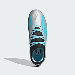 adidas X Crazyfast Messi.3 Firm Ground Sneaker, Silver Metallic/Bliss Blue/Core Black, 5.5 US Unisex Big Kid