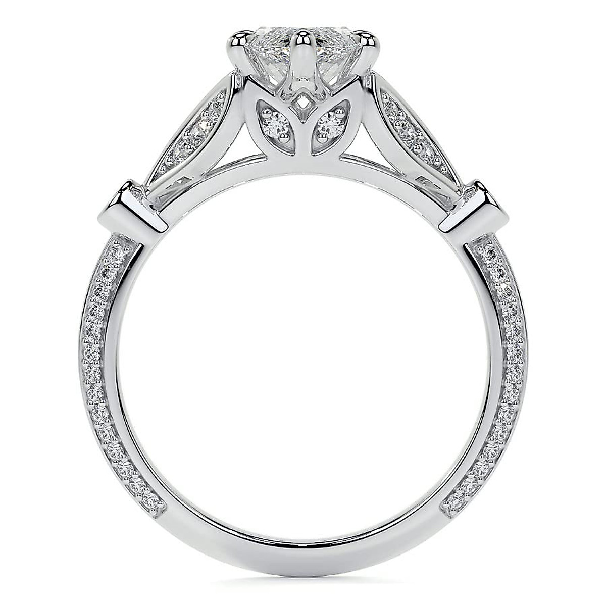 1 CT Marquise Cut Colorless Moissanite Engagement Ring Split Shank Art Deco Style, Handmade 10K 14K 18K Solid White Gold & 925 Sterling Silver Wedding Bridal Anniversary Promise Ring Gift