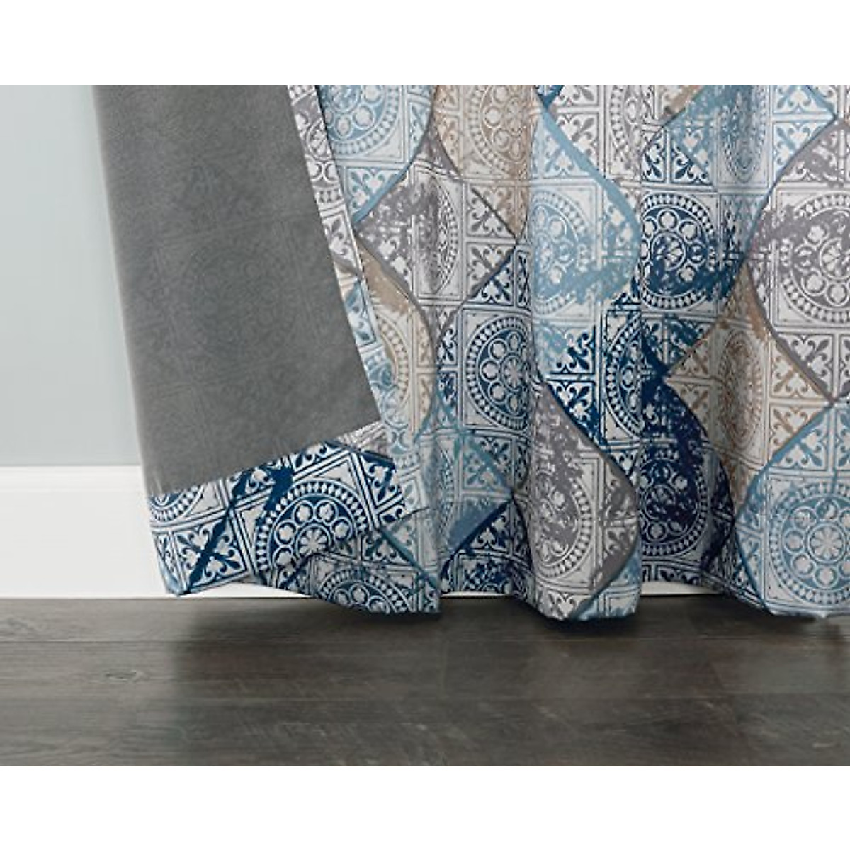 Sun Zero Reardon Global Medallion Print Energy Efficient Grommet Curtain Panel, 54" x 84", Indigo