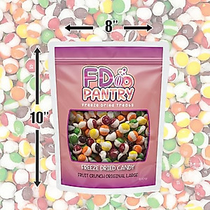 Fruit Crunch Original Candy Freeze Dried 16 oz 1 pound - Assortment Strawberry, Orange, Lemon, Grape, Lime Flavors Large 1lb Big Bag Pouch - Ideal Gift Snack 16oz