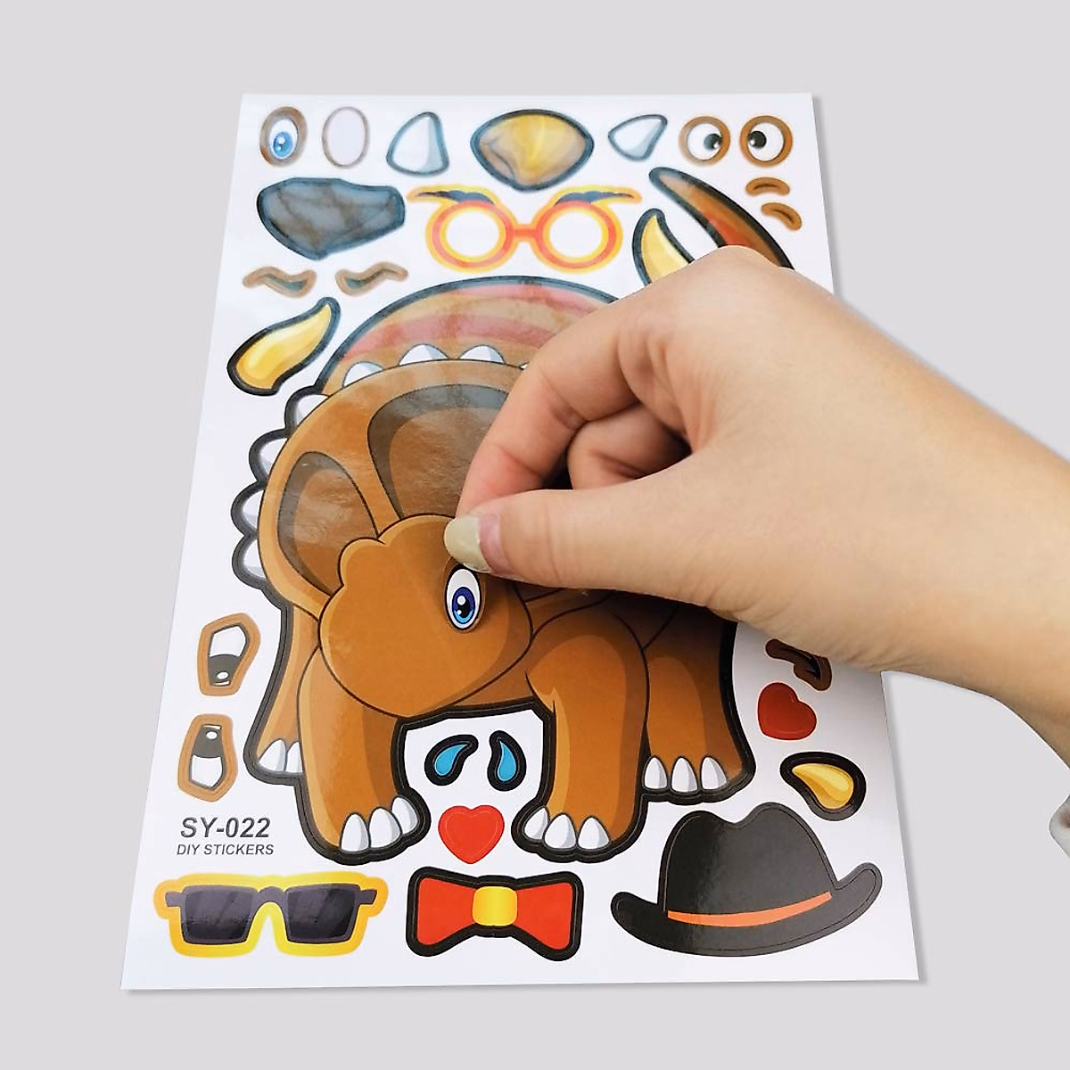 Dinosaur Stickers,Make Your Own Dinosaur Stickers,Make A Dinosaur Stickers DIY Stickers Dinosaur Party Sticker Craft Game,Dino Theme Birthday Party Favors for Kids (24 Sheets) (Make-A-Dinosaur Stickers)