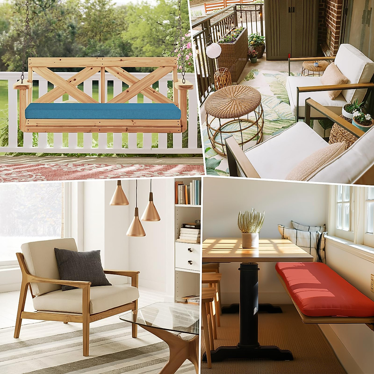 Custom Cushion Covers For Outdoor Indoor Furniture, Custom Size / Fabric / Shape For Bench / Chair Cushion Covers Replacement, Patio Cushion Slipcovers With Optional Anti-Slip bottom, Straps, Piping