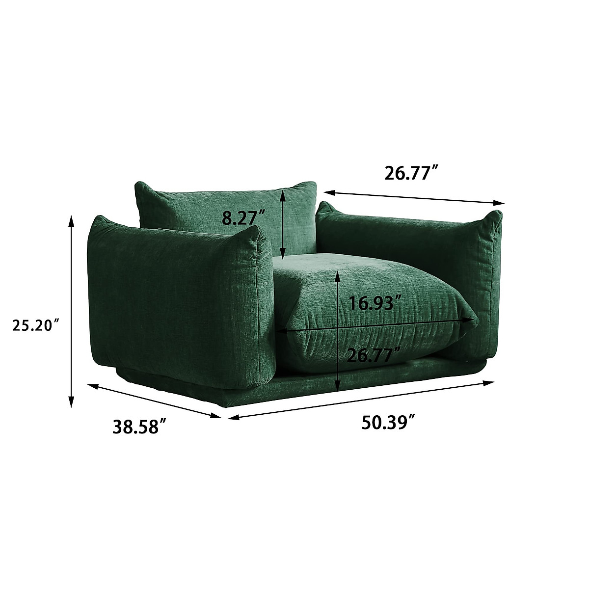 TIFLON Modular Sectional Sofa,50inch Minimalist Sofa Couch,Convertible Couch, Chenilleyarn 1 Seat Modern Living Room Sofa Sets for Office House-Green