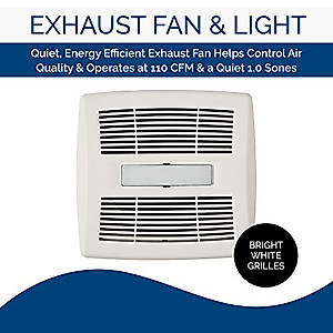 Broan-NuTone AE110L Ventilation Fan with LED Light and Roomside Installation, ENERGY STAR Certified, 110 CFM 1.0 Sones White