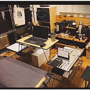 Camping BBQ Grill 2Pcs Outdoor Folding Multipurpose Storage Rack with 1pc removable Bamboo Board, Steel Plating Black T-230-2TP