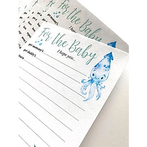 Baby Shower Advice Sea Animals (40 Pack) Guest Wishes for Baby, Boy Girl Gender Neutral, Ocean Life Theme Wisdom Prediction Keepsake Notepaper (4x6 Soft Cotton Stationery Prints)