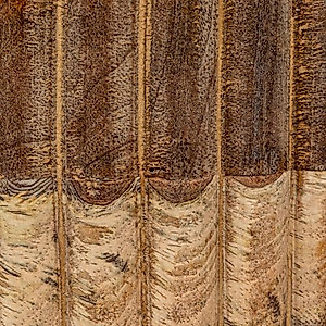 Creative Co-Op 5.75 Inches Round Carved Mango Wood Pleated Lid and Metal Pull, Natural and Antique Gold Finish Display Box