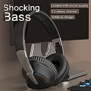 Lovskoo Over-Ear Headphones Adjus-Table Wireless Headset with Hi-Fi Stereo, 16Hours Playtime, Foldable Bluetooth Headphones, Noise Cancelling Headphones, Wireless Headphones Cool Stuff Birthday Gifts