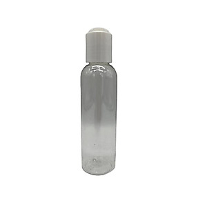 Natural Farms 4 oz Clear Cosmo Plastic Bottles -12 Pack Empty Bottle Refillable - BPA Free - Essential Oils - Aromatherapy | White Press Down Disc Cap - Made in the USA
