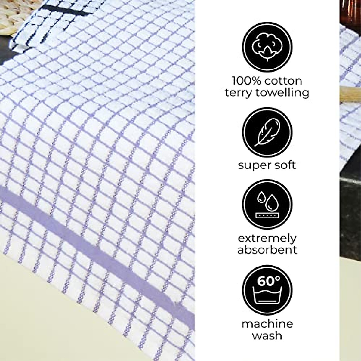 Samuel Lamont Poli Dri 100% Cotton Dish Towel - Lavender