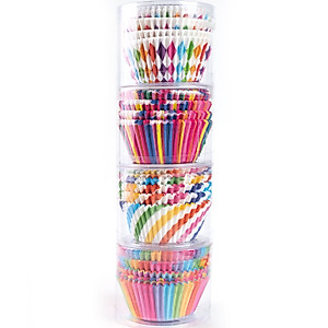 STARUBY Cupcake Baking Paper Cups Muffin Cupcake Liners Colorful Rainbow Combo Disposable Baking Cups Set Standard Size,Pack of 400