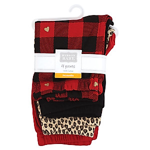 Hudson Baby Unisex Baby Cotton Pants and Leggings, Gold Heart Plaid, 2 Toddler