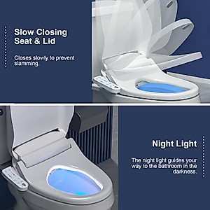 ZMJH 236D Bidet Toilet Seat, Round Smart Unlimited Warm Water, Vortex Wash, Electronic Heated, Warm Air Dryer, Rear and Front Wash, LED Light, Need Electricity, White (Round)