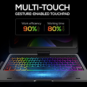 typecase Touch Ultra Case with Keyboard for iPad 9th Generation (10.2", 2021)- Trackpad, RGB Backlight, 360° Rotatable, Thin & Light for 8th Gen (2020), 7th Gen (2019), Air 3, Pro 10.5 (Black)
