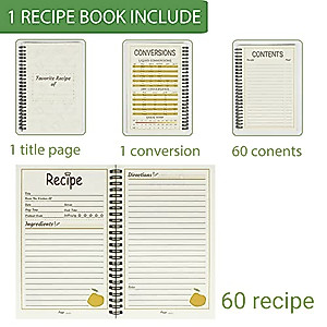 BPFY 2 Pack 5.5" x 8.5" Recipe Book to Write in Your Own Recipes, Blank Recipe Notebook, Spiral Cookbook Recipe Journal Notebook Include 120 Recipes Page